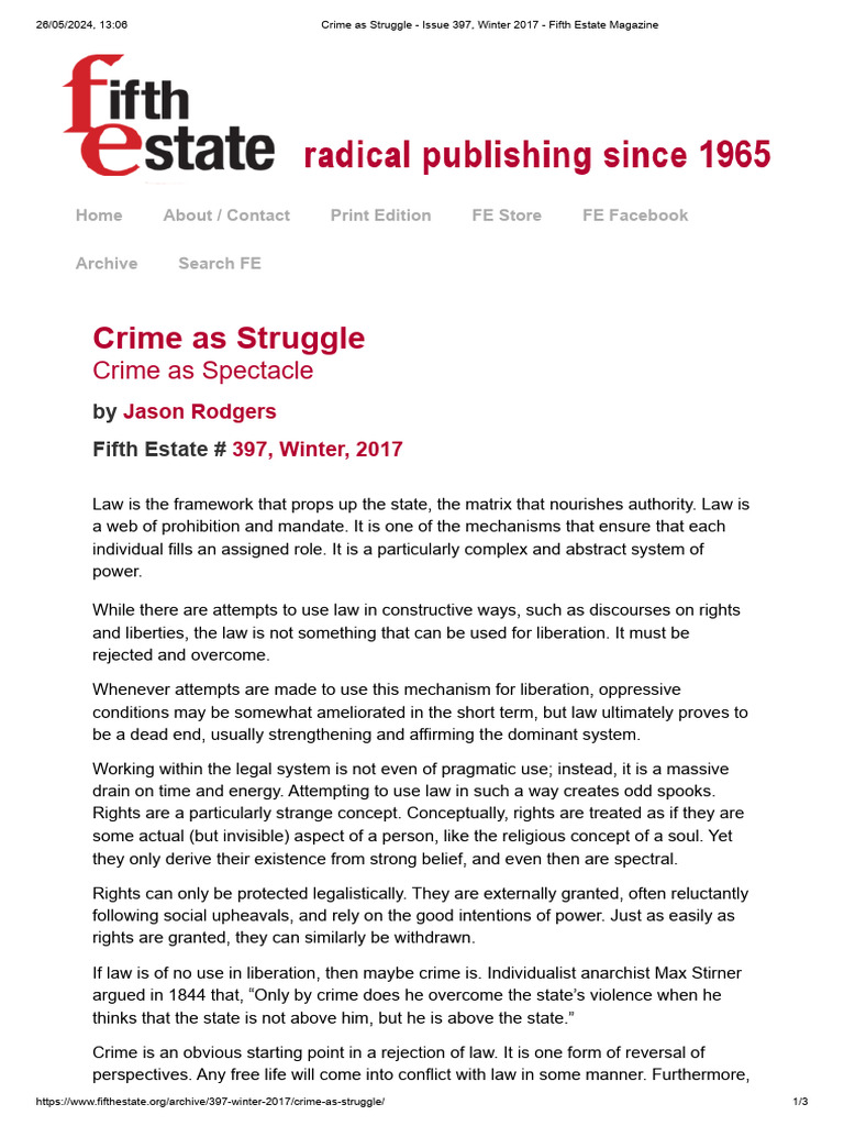Jason Rodgers - Crime As Struggle - Issue 397, Winter 2017 - Fifth ...