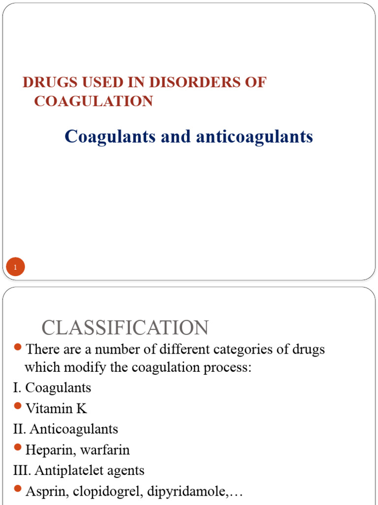 Coagulation Disorder Drugs Overview | PDF | Thrombosis | Aspirin