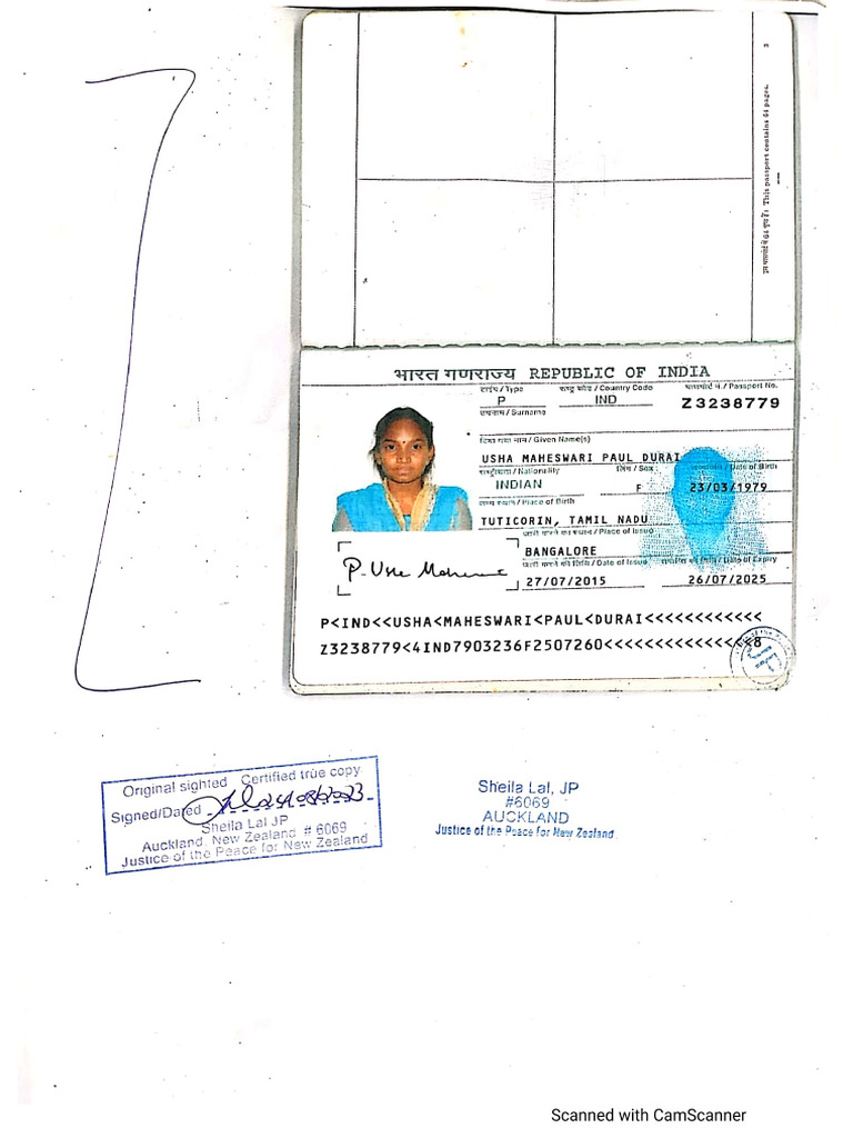 Usha Maheswari Paul Durai - JP Attested Passport | PDF