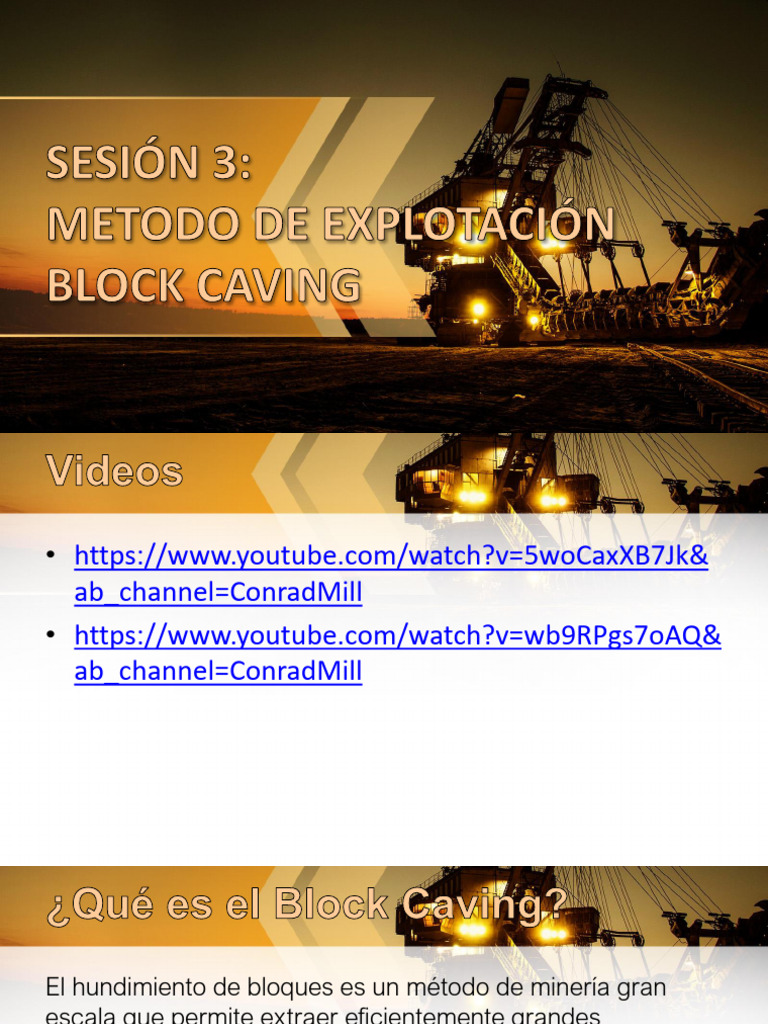Sesión 3 - Metodo de Explotación Block Caving | Descargar gratis PDF | Minería | Roca (geología)