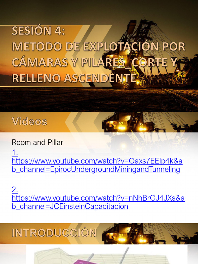 Sesión 4 - Metodo de Camaras y Pilares - Corte y Relleno | PDF | Minería