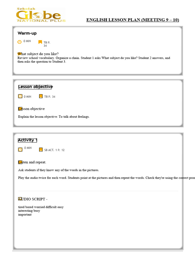 Unit 1, Lesson Plan, Meeting 9-10 | PDF | Human Communication