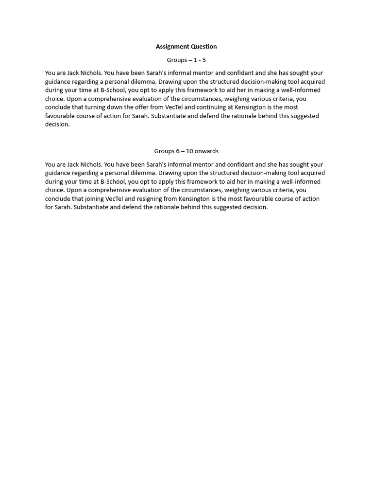 Assignment Que. - Sarah Reynolds | PDF