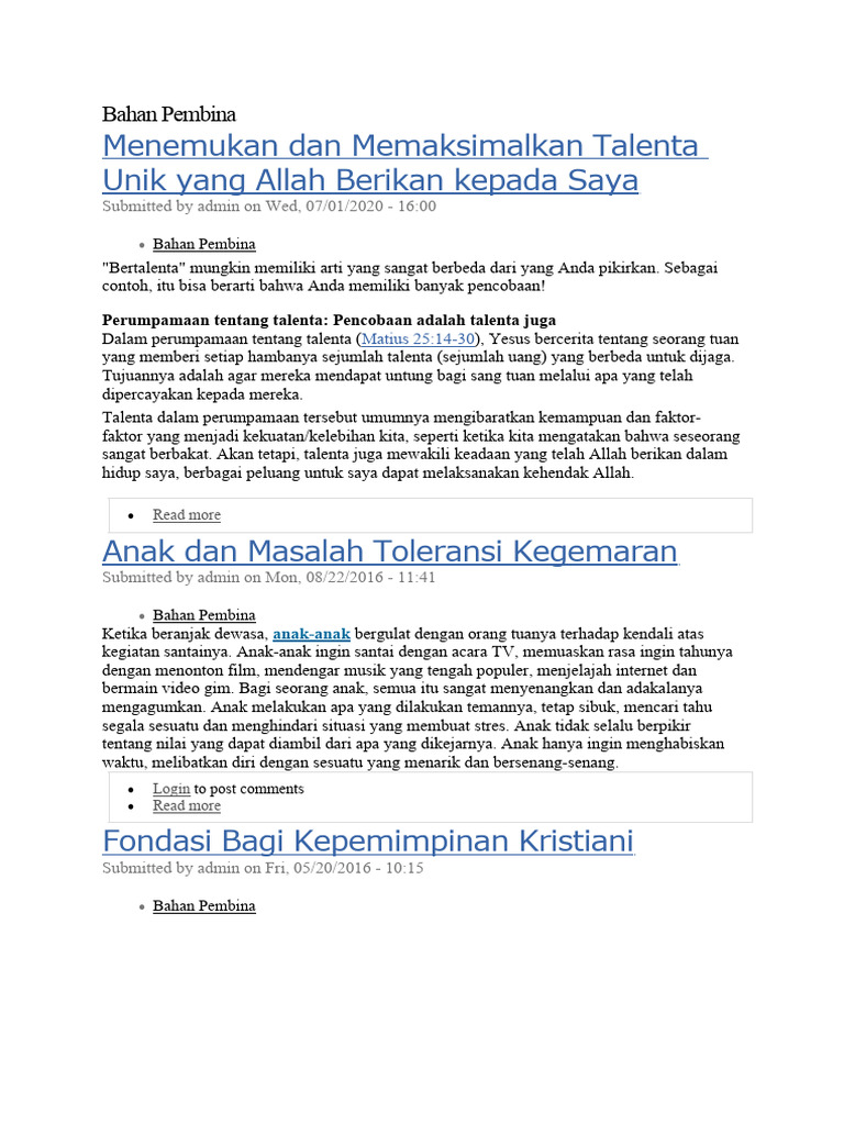 Bahan Pembinaan Rohani Remaja | PDF