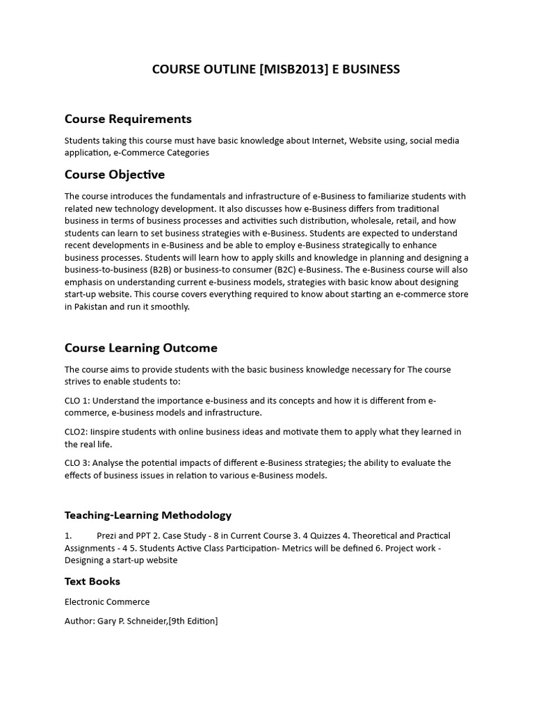 Ebiz Outline 2024 | PDF | E Commerce | Electronic Business