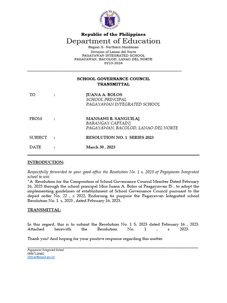 SGC Transmittal Letter Template | Download Free PDF | Government ...