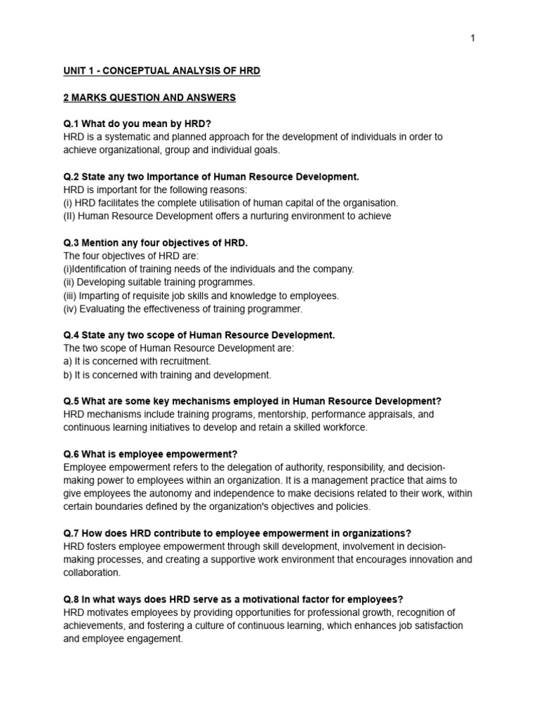 HRD Notes | Download Free PDF | Human Resources | Leadership