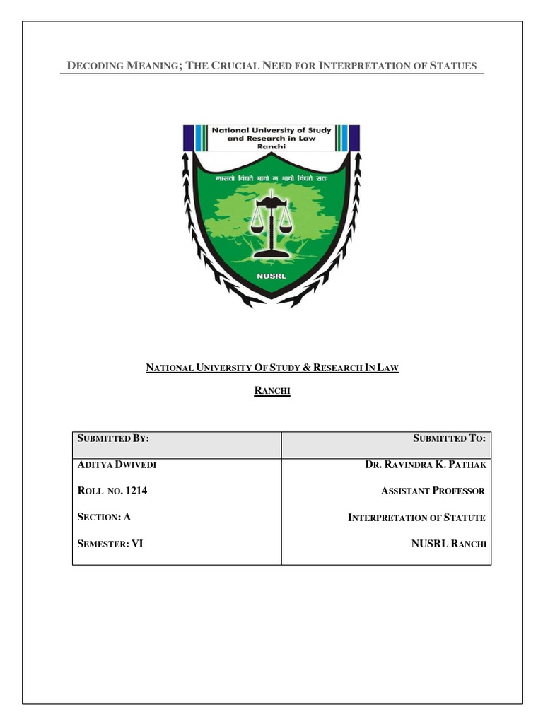 Aditya Dwivedi - IOS | PDF | Statutory Interpretation | Precedent Aditya Dwivedi - IOS | PDF | Statutory Interpretation | Precedent