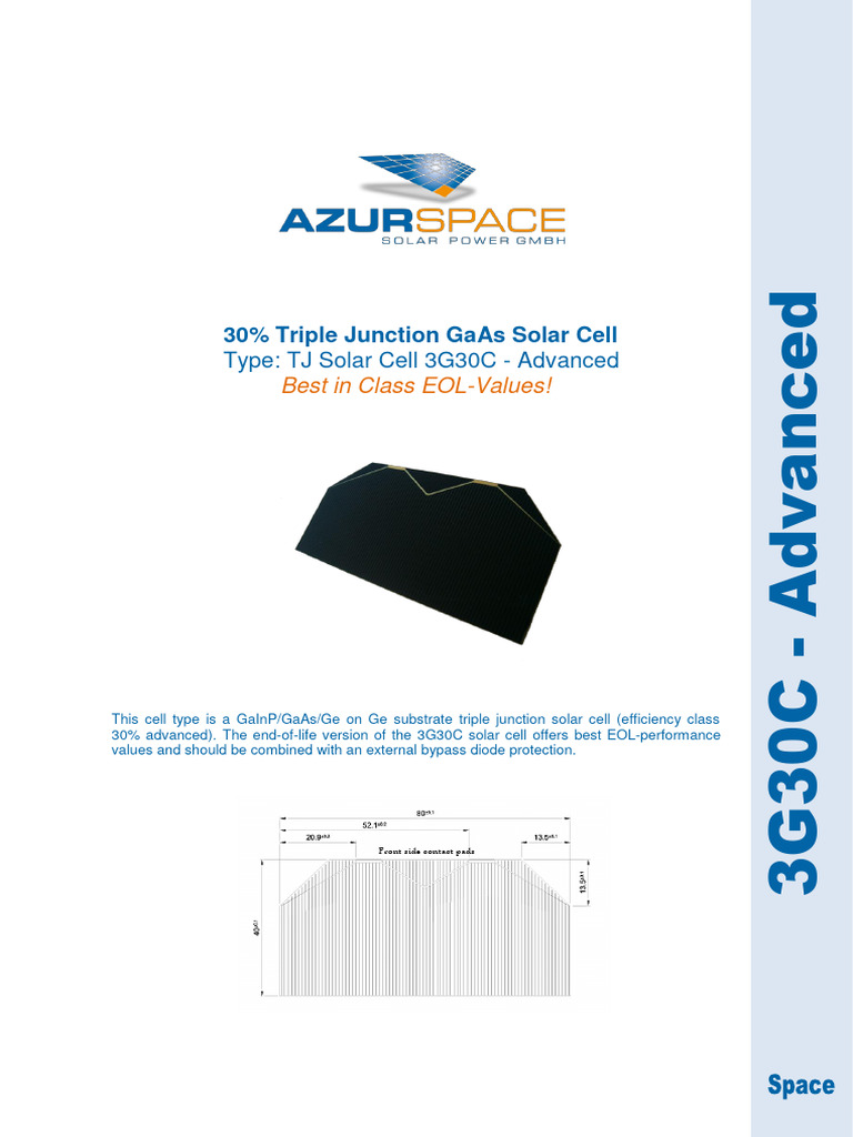 Satsearch Datasheet 8zn4jn Azur Space Triple Junction Solar Cell 3g30c ...
