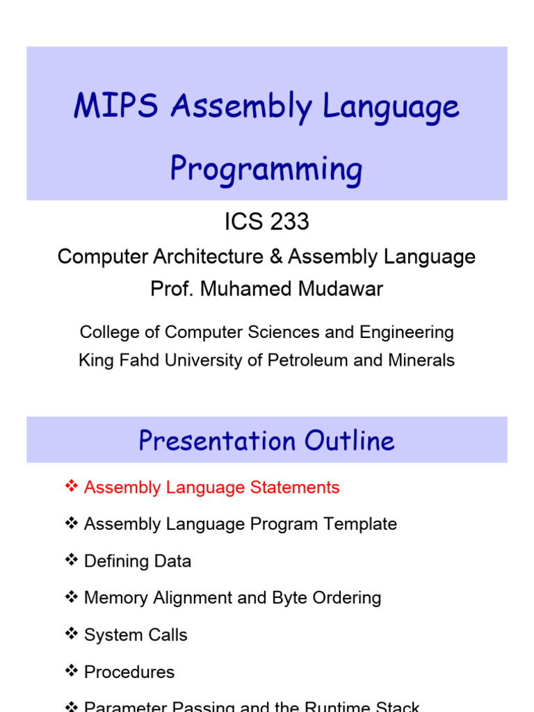 04 MIPS Assembly | PDF | Assembly Language | Computer Science