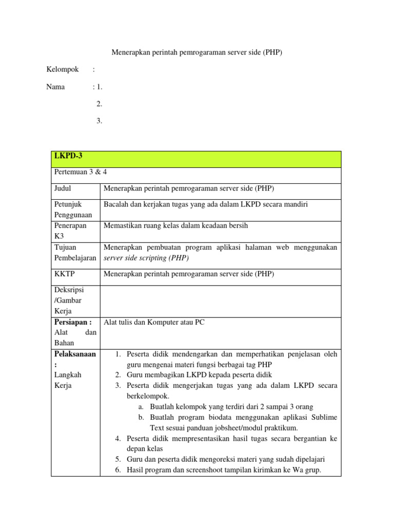 LKPD PHP | PDF | Komputer