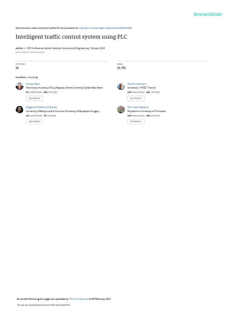 Smart Traffic Management System Using PLC | PDF | Programmable Logic Controller | Traffic