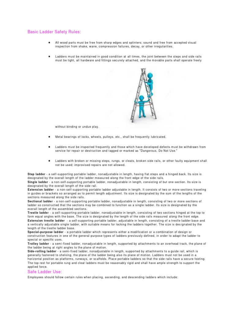 Basic Ladder Safety Rules | PDF | Ladder
