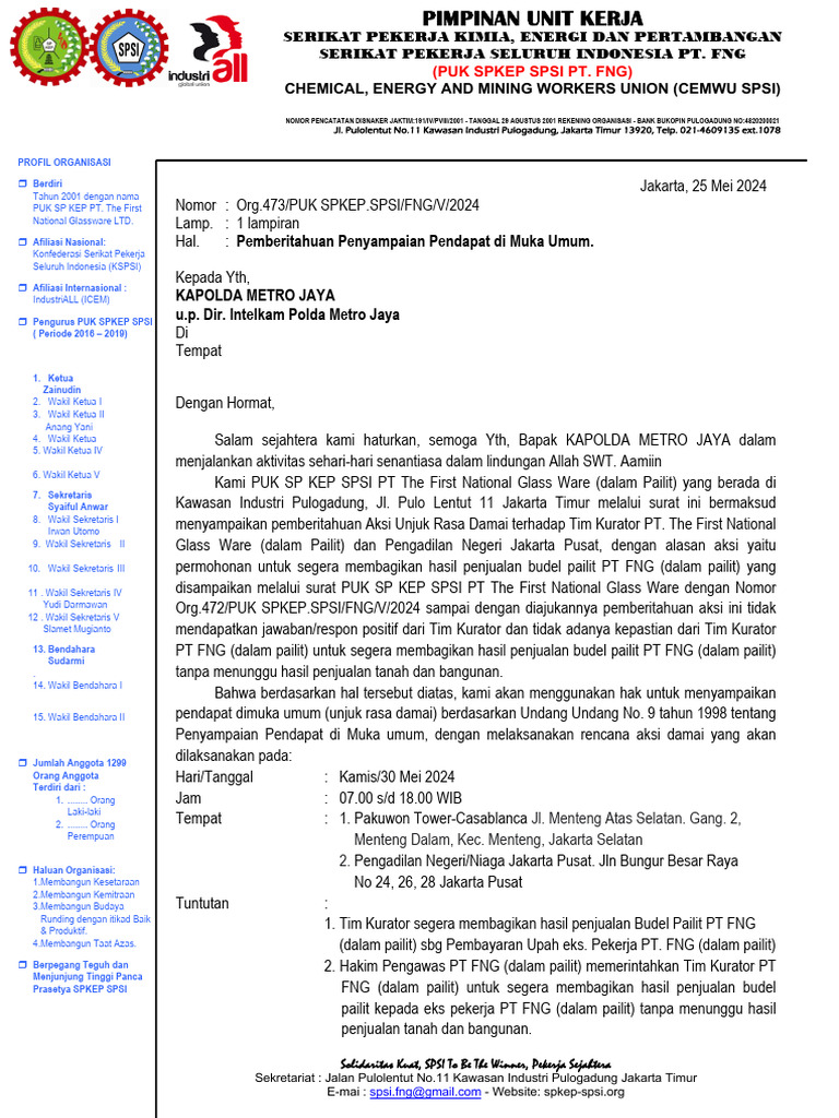 PEMBERITAHUAN AKSI UNJUK RASA Rev | PDF