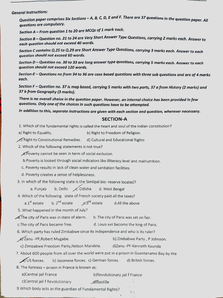 Class 9 SST (Annual) Sample Paper | PDF