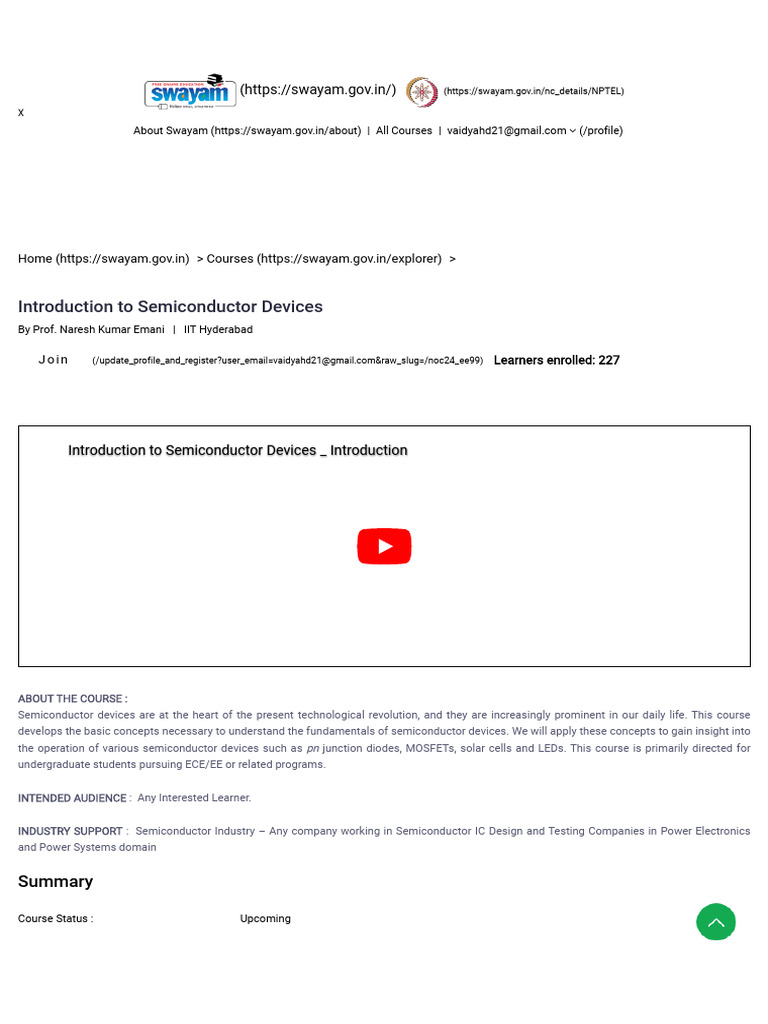 Introduction To Semiconductor Devices - Course | PDF | Mosfet | P–N Junction
