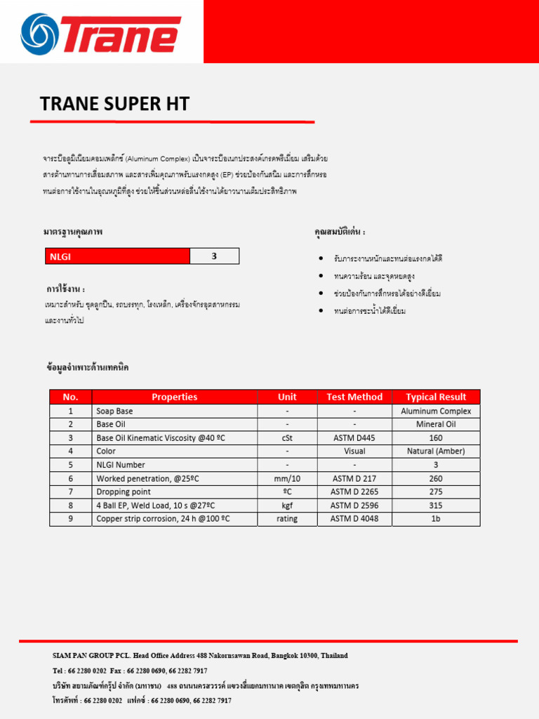 TDS TRANE SUPER HT (TH) Typical Result | PDF