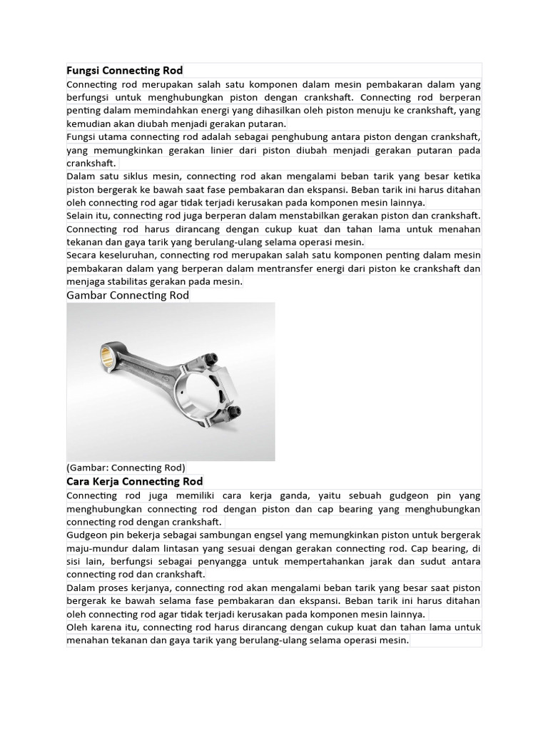 Fungsi Connecting Rod | PDF