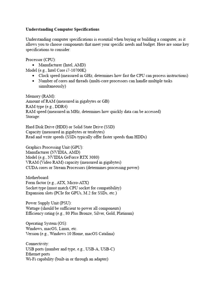 Q35 Understanding Computer Specifications Upload | PDF | Solid State ...