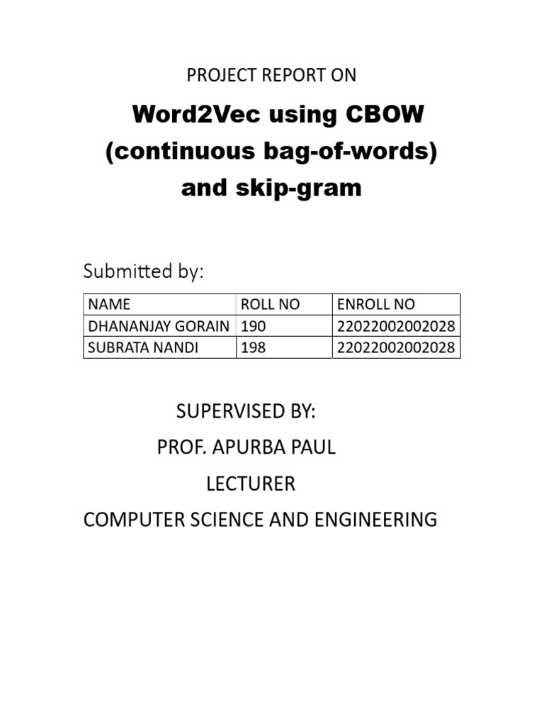 Report On Word2vec | PDF | Computing | Computational Neuroscience