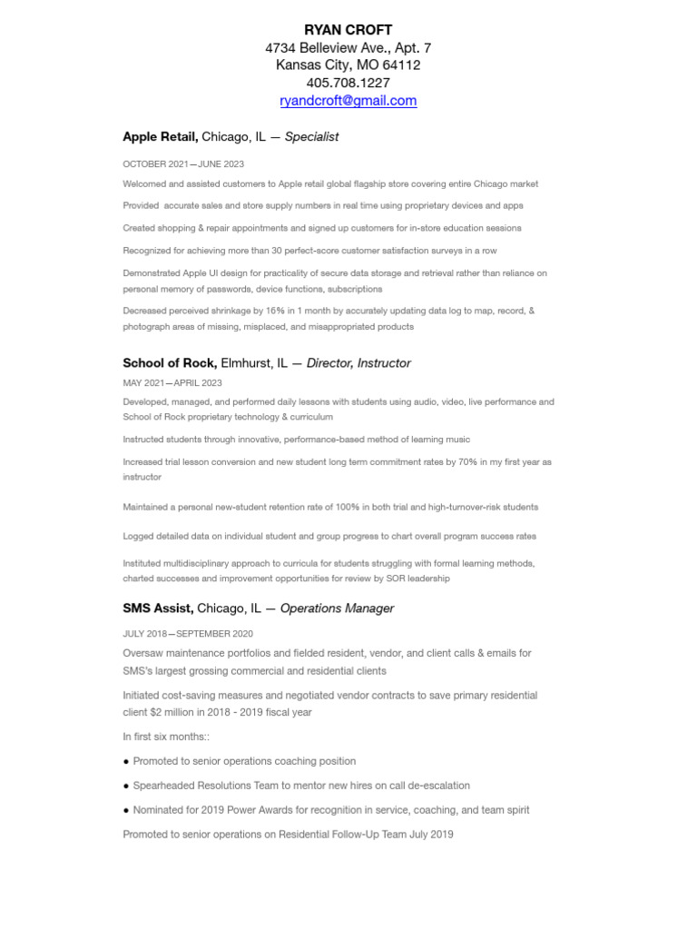 Ryan Croft: Retail & Operations Expert | PDF | Apple Inc.