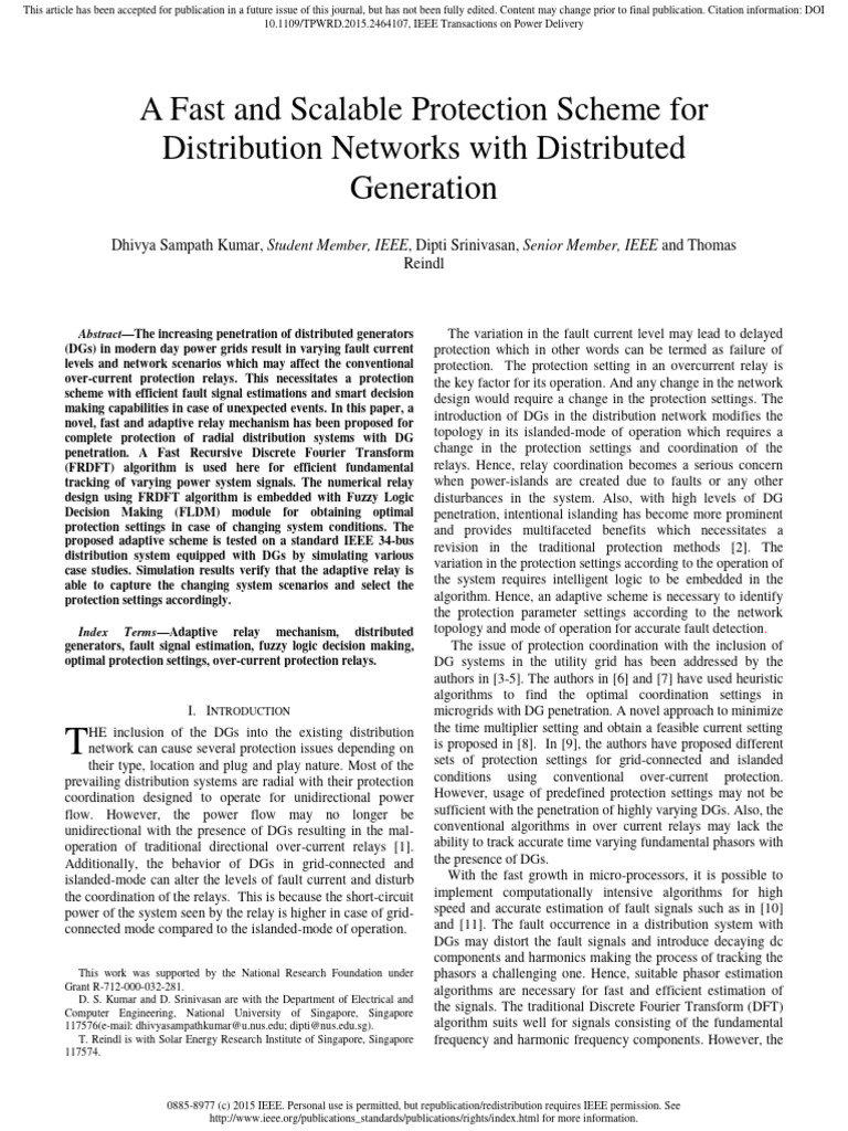 A Fast and Scalable Protection Scheme For Distribution Networks With ...