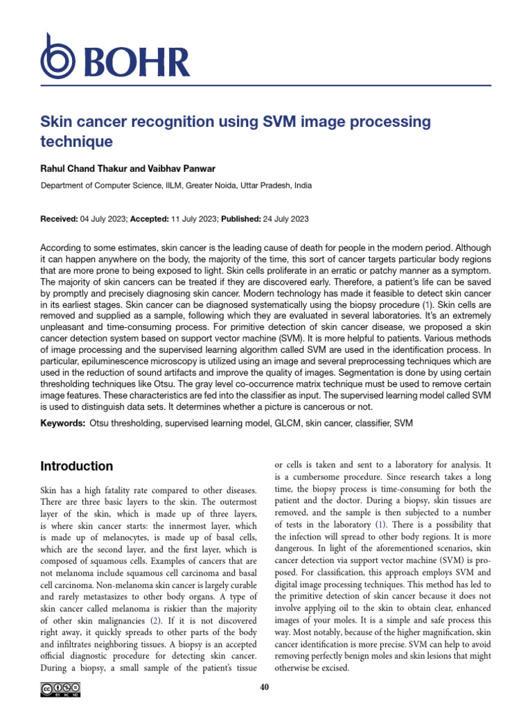 Skin Cancer Recognition Using SVM Image Processing Technique | PDF ...