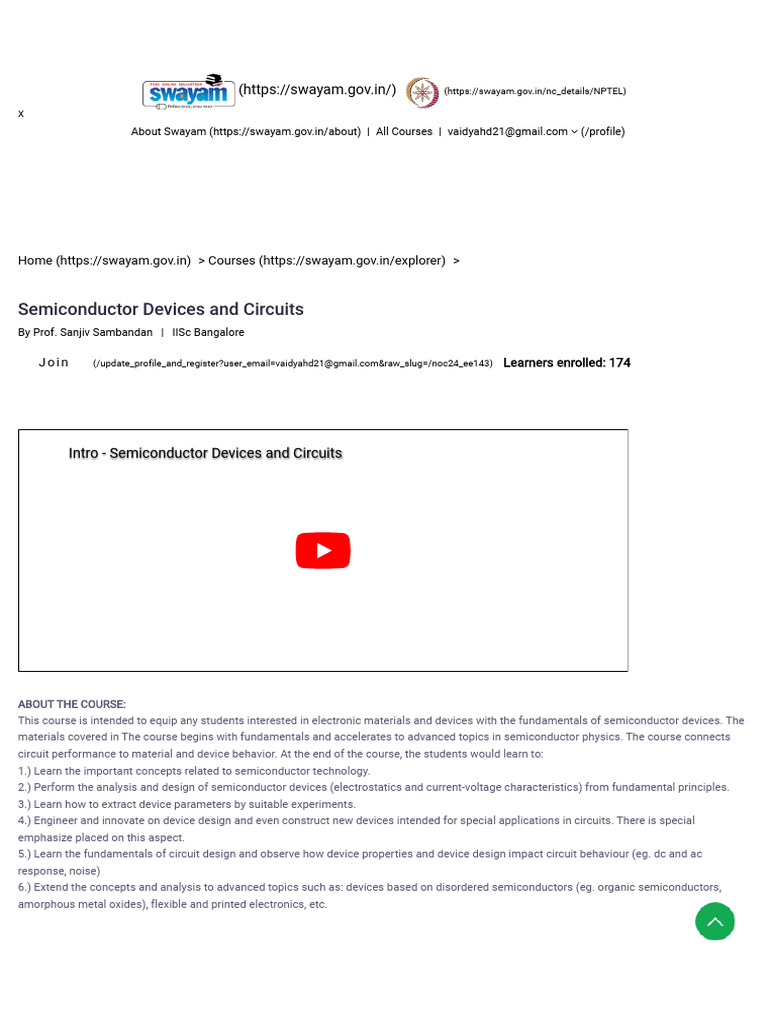 NPTEL Semiconductor Devices Course | PDF | Electronics | Semiconductors