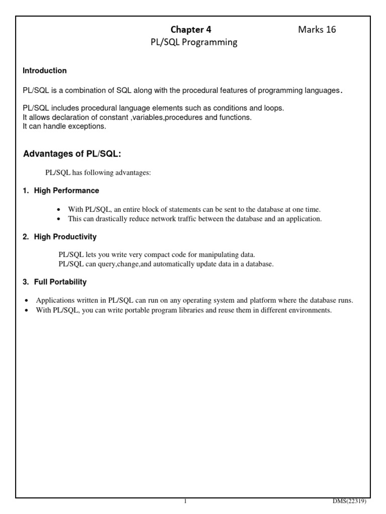 Unit IV PL SQL Programming | PDF | Pl/Sql | Control Flow Unit IV PL SQL Programming | PDF | Pl/Sql | Control Flow
