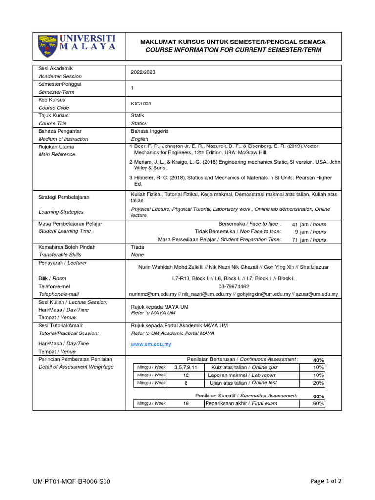 Statics Course Overview | PDF | Classical Mechanics | Mechanical ...