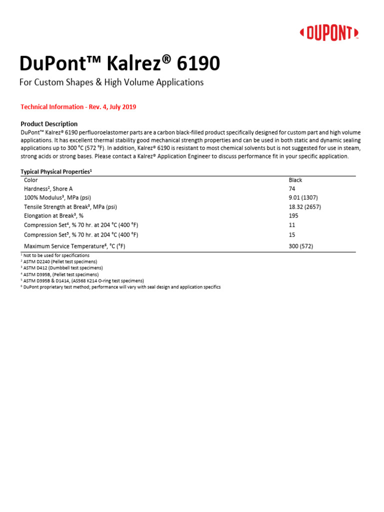 6190 - KZE-A10534-00-D0719 - Kalrez - 6190 | PDF | Materials