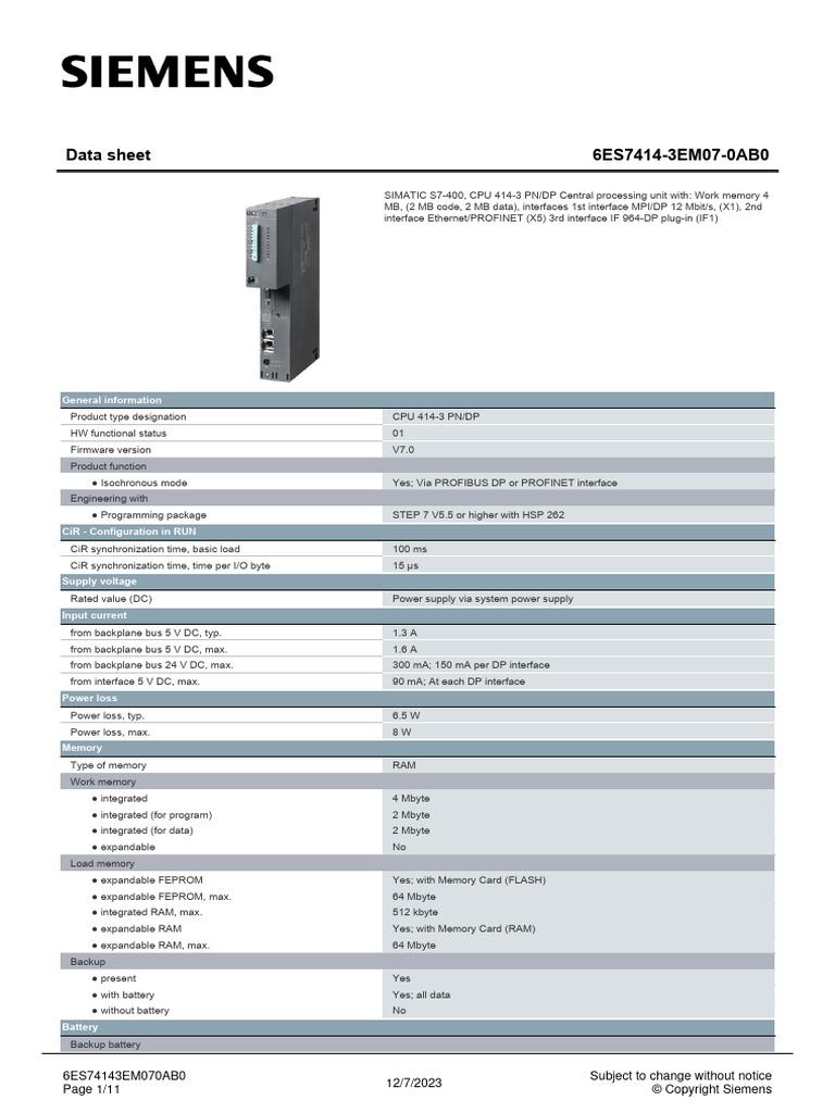 6ES74143EM070AB0 Datasheet en | PDF | Bit Rate | Computer Networking