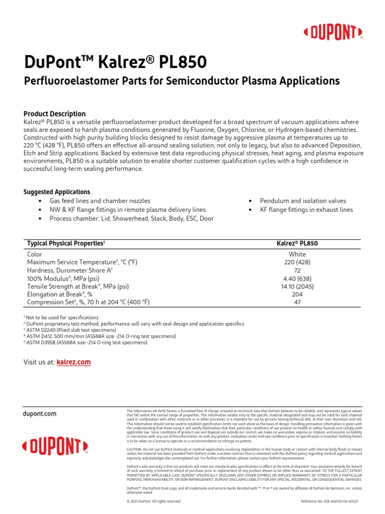 PL850 - Kalrez-PL850-Technical-Data-Sheet-KZE-A40133-00-A0123.FinalRev ...