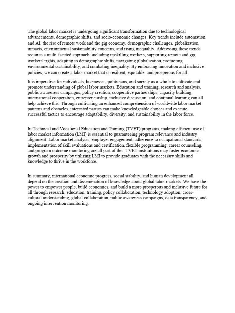 Global Labor Market Trends and Solutions | PDF | Social Science