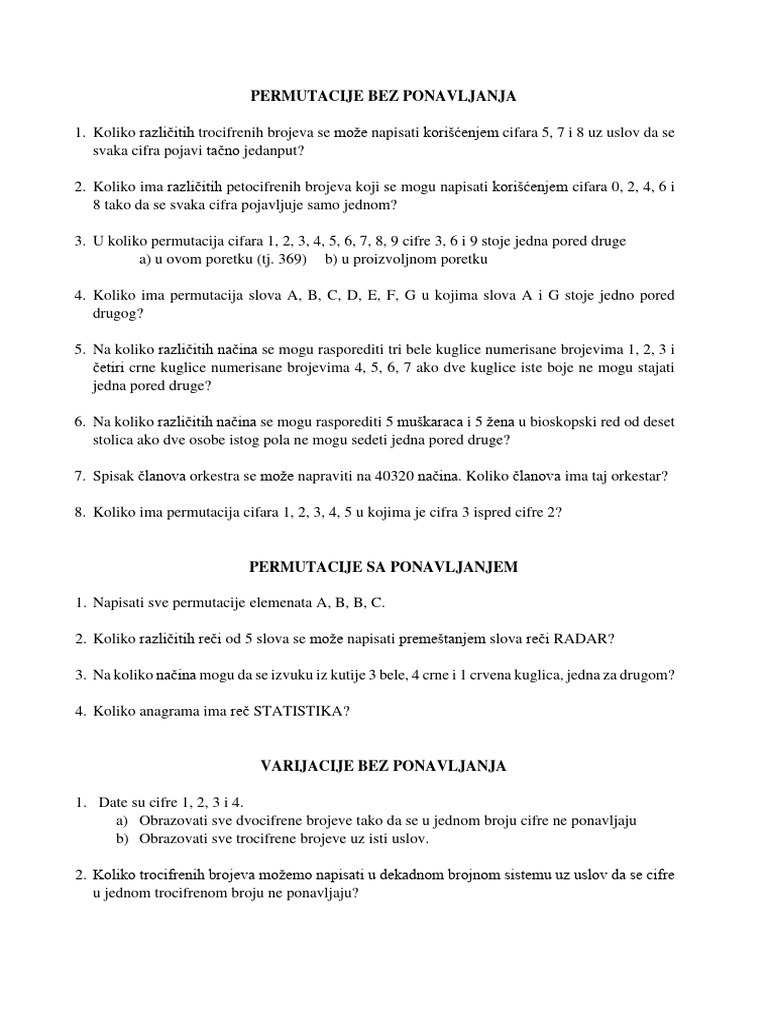 Kombinatorika Za Sajt | PDF