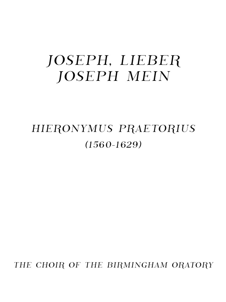 Praetorius-Joseph, Lieber Joseph | PDF