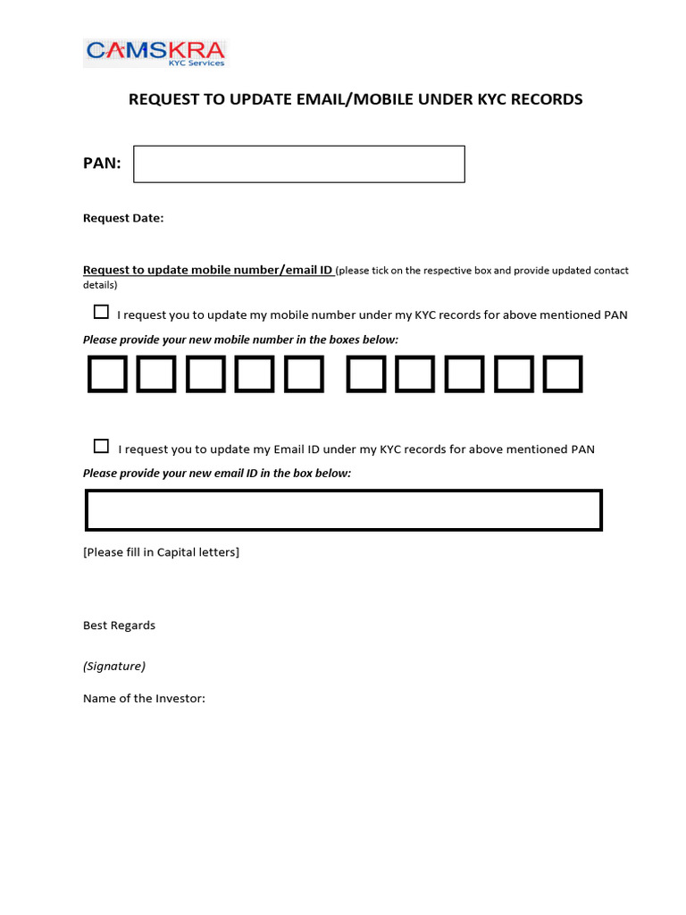 KYC Contact Update Request Form | PDF | Career & Growth | Law