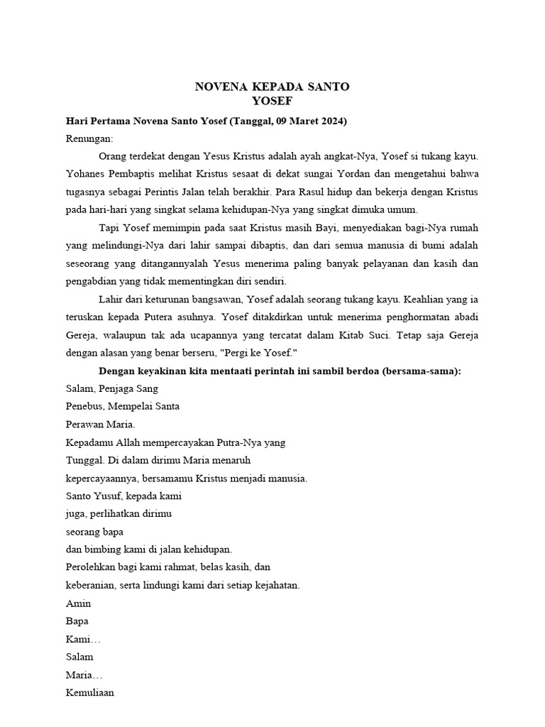 Novena Kepada Santo Yosef 2024 - Ysa | PDF | Agama & Spiritualitas