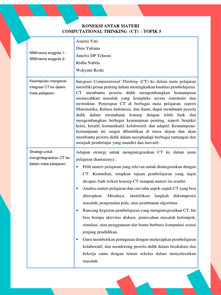 Koneksi Antar Materi (Lki31) - CT Topik 5 | PDF