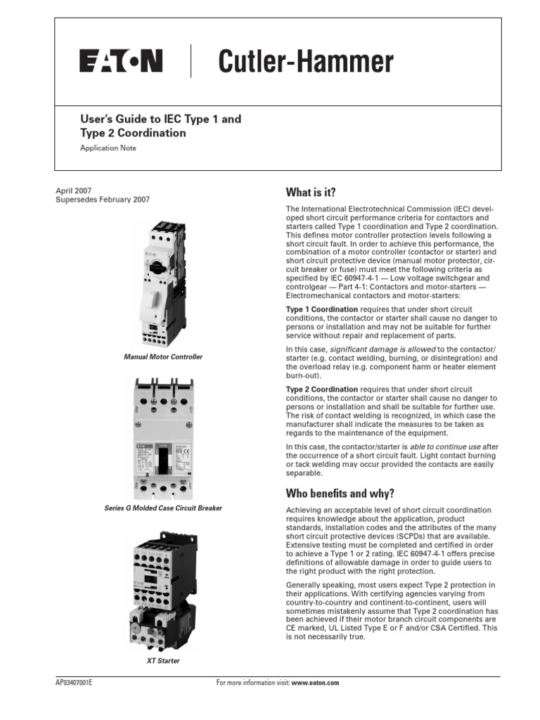 User's Guide To IEC Type 1 and Type 2 Coordination | PDF | Relay | Fuse ...