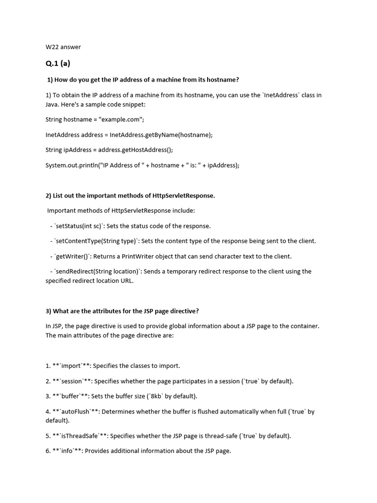 W22 Answer For Gtu | Download Free PDF | Web Server | Internet & Web