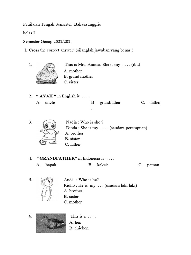 Mid Test 1 Grade 23 Bhs Ing Pdf