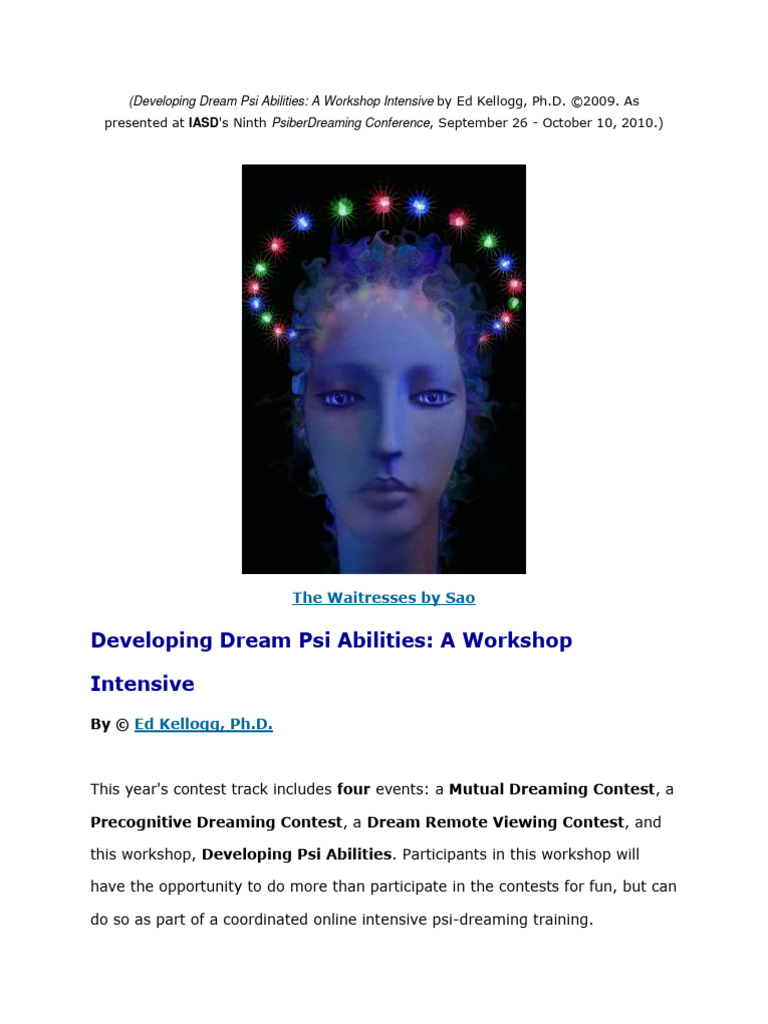 Developing Dream Psi Abilities A Worksho | PDF | Dream | Meditation