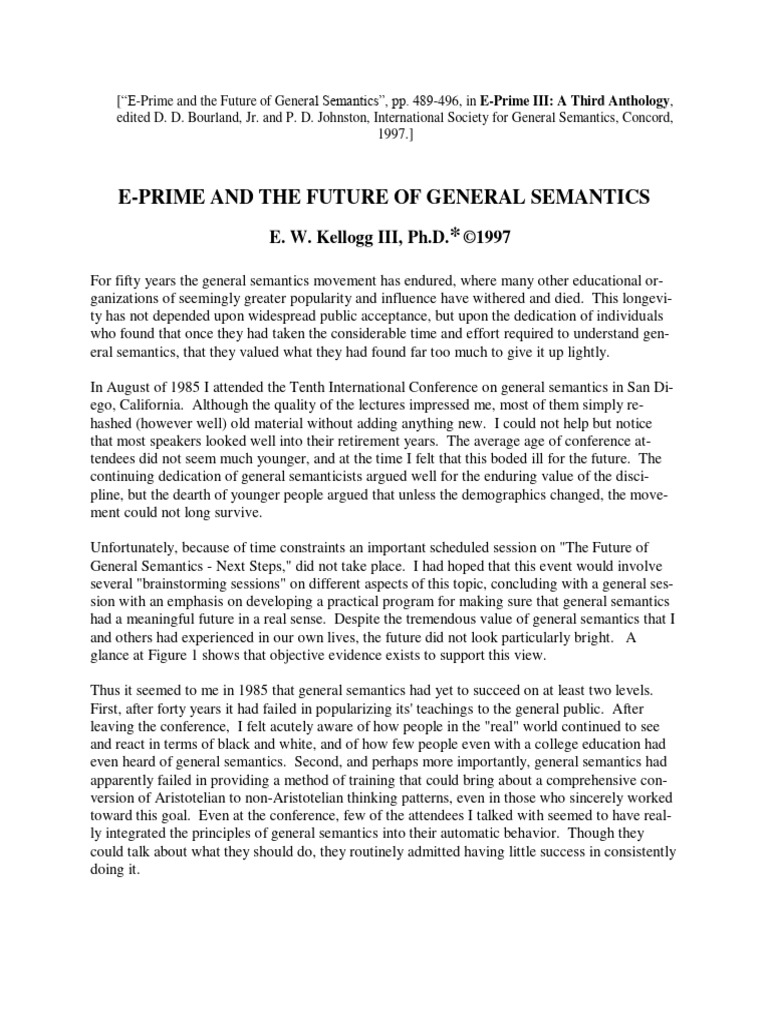 E Prime and The Future of General Semant | PDF | Science & Mathematics