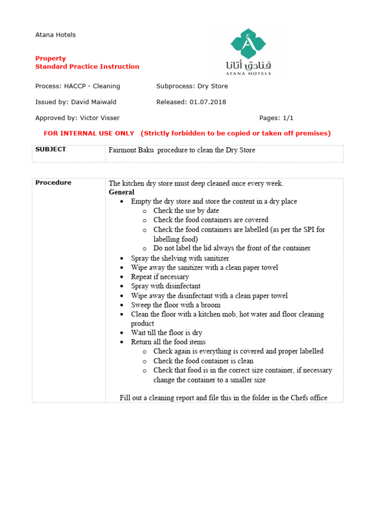 STU - SPI Cleaning - DryStore | PDF
