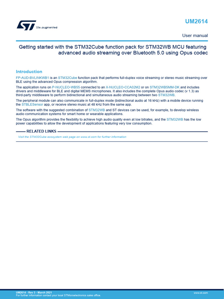 Getting Started With The Stm32cube Function Pack For Stm32wb Mcu Featuring Advanced Audio