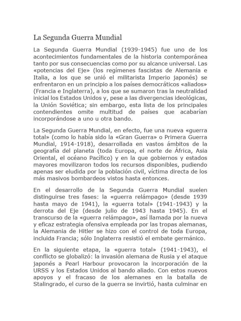 La Segunda Guerra Mundial | PDF | Segunda Guerra Mundial | Aliados de ...