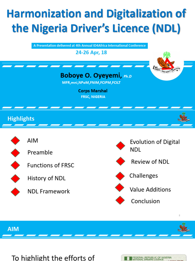 Harmonization and Digitalization of The Nigeria Driver's Licence (NDL) | Download Free PDF ...