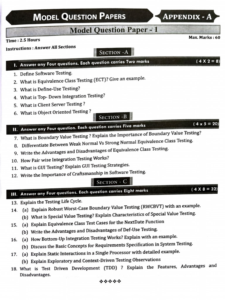 Model Papers Software Testing Pdf Software Testing Test Driven Development