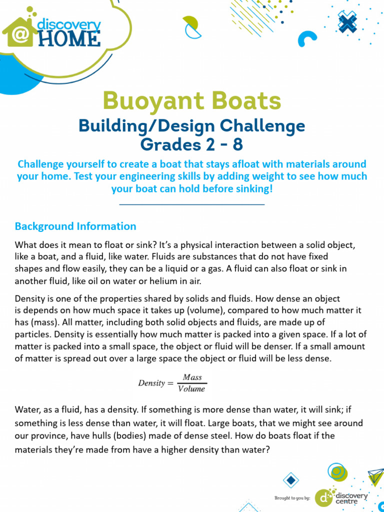 Buoyant Boat Building Challenge | PDF | Buoyancy | Density